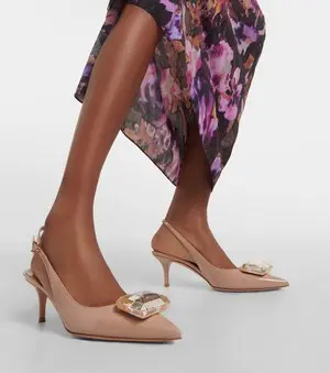 GIANVITO ROSSI Jaipur 55 Patent Leather Slingback Pumps - Neutrals