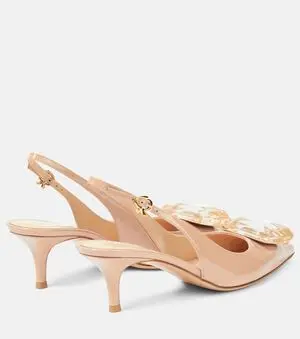 GIANVITO ROSSI Jaipur 55 Patent Leather Slingback Pumps - Neutrals