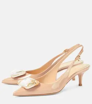GIANVITO ROSSI Jaipur 55 Patent Leather Slingback Pumps - Neutrals