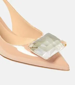 GIANVITO ROSSI Jaipur 55 Patent Leather Slingback Pumps - Neutrals