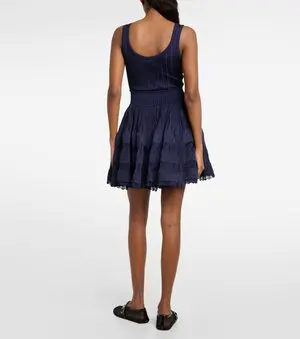 Alaïa Ribbed-knit Mini Dress - Blue