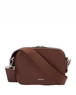Sandro Small Saffiano Leather Bag - Cognac