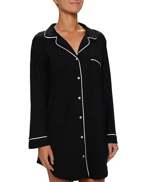 Eberjey Gisele Sleepshirt - Black/sorbet Pink