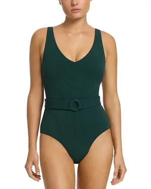 JETS Belted One Piece Swimsuit Forest