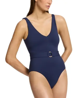 JETS Belted One Piece Swimsuit - Ink