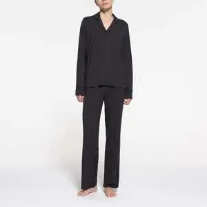 SKIMS Sleep Long Sleeve Button Up Set - Onyx