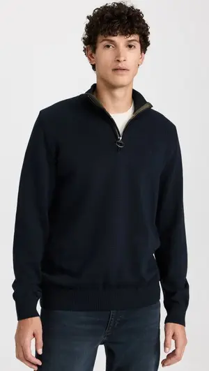 Barbour Cotton Half Zip Sweater - Navy