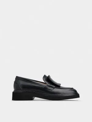 ROGER VIVIER Leather Loafers With Buckle Detail - Black