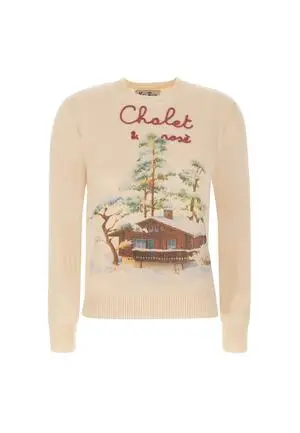 MC2 SAINT BARTH "new Queen Chalet Rose" Wool, Viscose And Cashmere Sweater - White