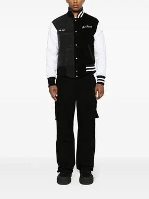 GREG LAUREN Panelled Wool-cotton Bomber Jacket