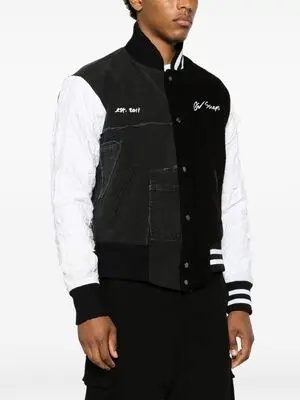 GREG LAUREN Panelled Wool-cotton Bomber Jacket