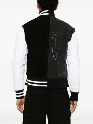 GREG LAUREN Panelled Wool-cotton Bomber Jacket