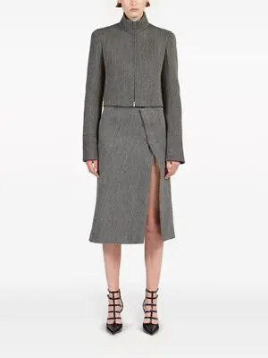 FERRAGAMO Tweed Wrap Midi Skirt