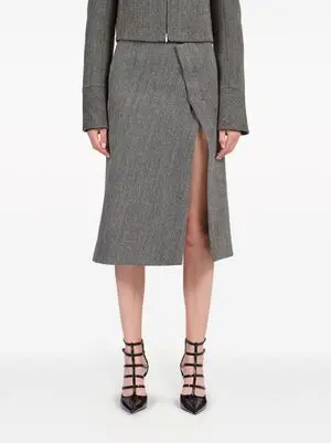 FERRAGAMO Tweed Wrap Midi Skirt