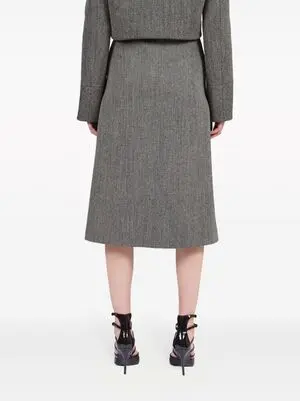FERRAGAMO Tweed Wrap Midi Skirt