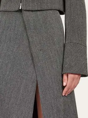 FERRAGAMO Tweed Wrap Midi Skirt