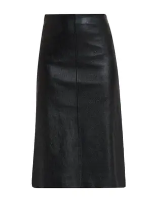 Brunello Cucinelli Leather Pencil Skirt - Black