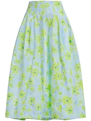 MARNI Marni A-Line Floral-Print Cotton Midi Skirt