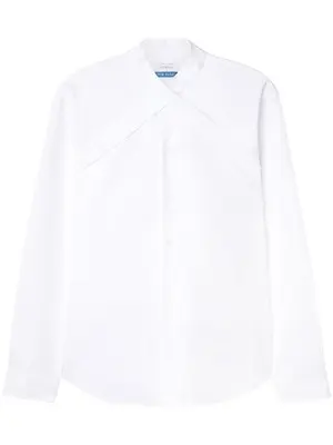 Off-White Crossover-collar Cotton Shirt - White