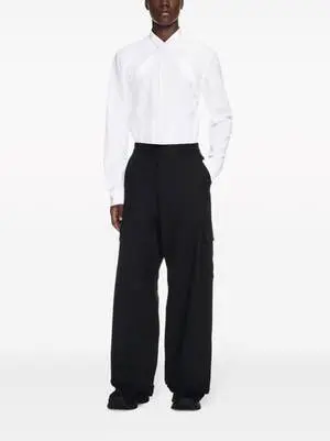 Off-White Crossover-collar Cotton Shirt - White