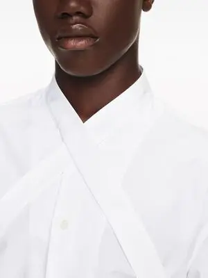 Off-White Crossover-collar Cotton Shirt - White