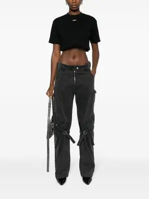 Off-White Off-stamp Cropped T-shirt - Black
