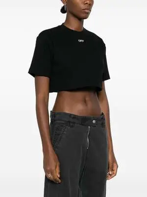 Off-White Off-stamp Cropped T-shirt - Black