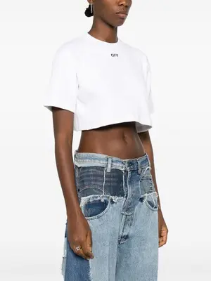Off-White Off Stamp Cropped T-shirt - White