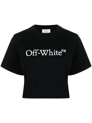 Off-White Logo-print Cropped T-shirt - Black