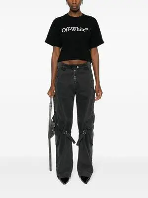 Off-White Logo-print Cropped T-shirt - Black