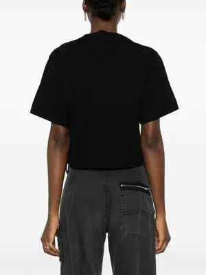 Off-White Logo-print Cropped T-shirt - Black