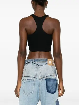 Off-White Off-stamp Ribbed Crop Top - Black