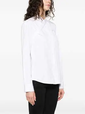 Off-White Cross-collar Cotton Poplin Shirt - White