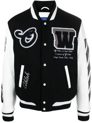 Off-White Lea Appliqué Varsity Jacket - Black