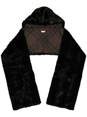 Burberry Hooded Faux-fur Scarf - Black