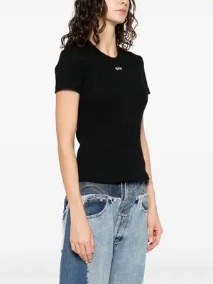 Off-White Stamp Ribbed Knit Top - Black