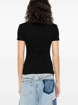 Off-White Stamp Ribbed Knit Top - Black