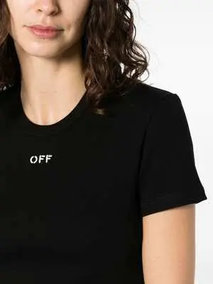 Off-White Stamp Ribbed Knit Top - Black