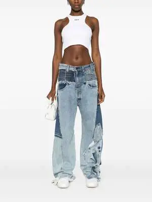 Off-White Off Stamp Ribbed Crop Top - White