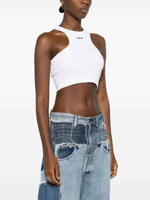 Off-White Off Stamp Ribbed Crop Top - White
