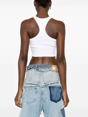 Off-White Off Stamp Ribbed Crop Top - White