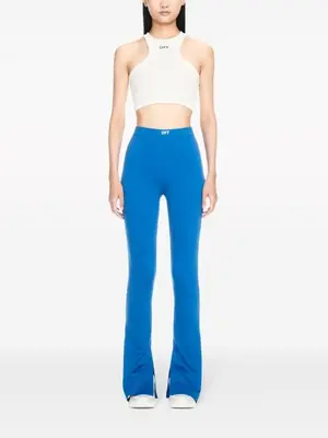 Off-White Logo-waistband Flared Leggings - Blue