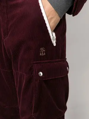 Brunello Cucinelli Logo-embroidered Corduroy Trousers