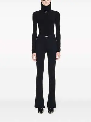 Off-White Logo-print Flared Trousers - Black