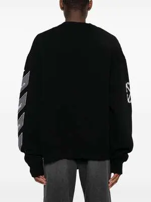 Off-White Intarsia-knit Wool-blend Cardigan - Black