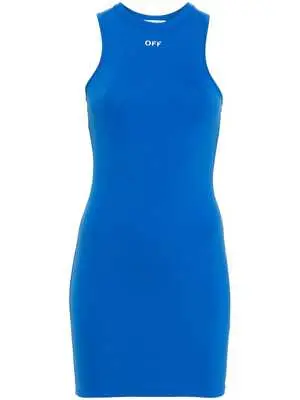 Off-White Logo-Print Mini Dress Blue