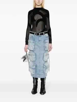 Attico Denim Cargo Skirt - Blue