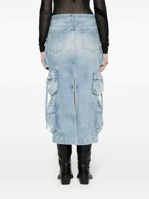 Attico Denim Cargo Skirt - Blue