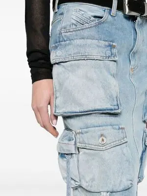Attico Denim Cargo Skirt - Blue