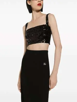 Dolce & Gabbana Sequin-embellished Cropped Top